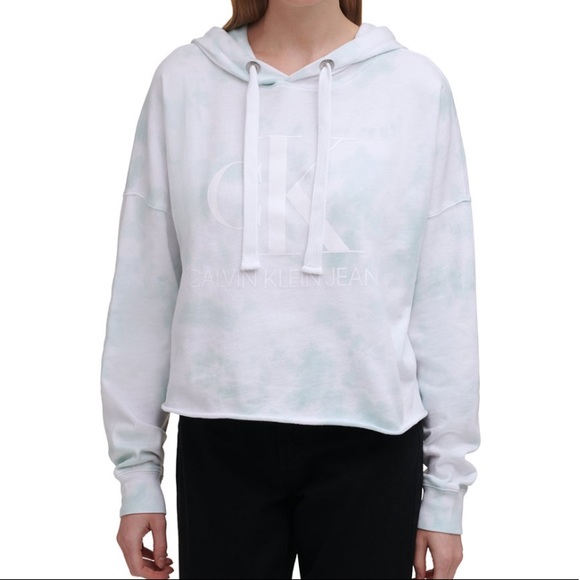 Calvin Klein Jeans | Tops | Calvin Klein Tie Dye Logo Hoodie Relaxed ...